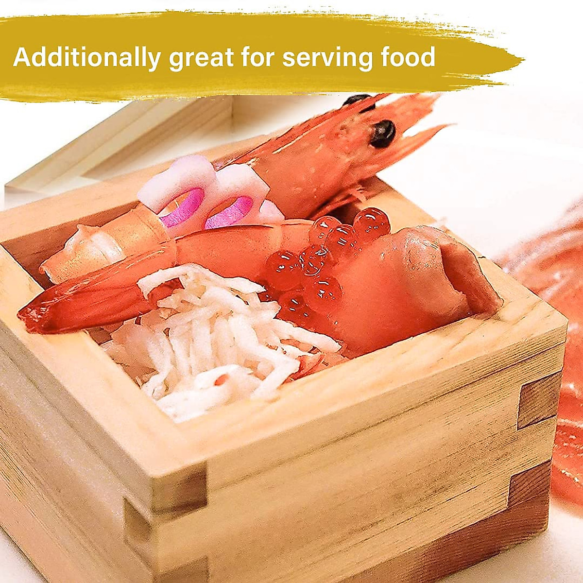 TIKUSAN Wooden Sake Cups Masu Japanese Hinoki Wood Sake Box Made in Japan (6.1 fl oz(1go))