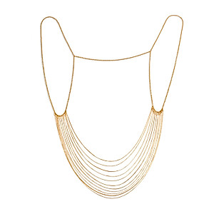 Summer Multi-layer Harness Chest Body Chain Metal Tassel Shoulder Body Chain Bikini Beach Bra Body Chain Bridal Wedding Back Chain Necklace Jewelry for Women