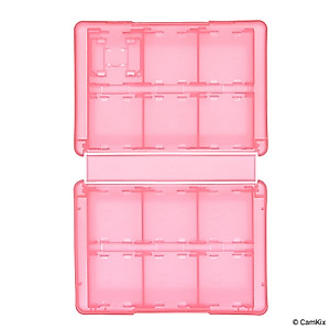 CamKix 2x Game Cases Compatible with Nintendo 3DS - Fits up to 44 Games, 4 SD Cards, 4 Micro SD/TF Cards and 4 Stylus Pens - Protective Storage System - Game Card Organizer - Red and Blue