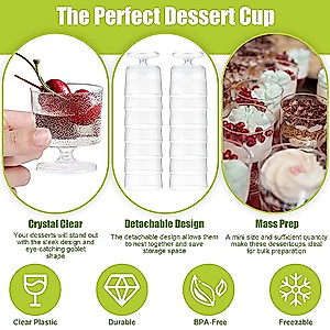 Dandat 400 Pcs 2 oz Mini Dessert Cups with Spoons Clear Plastic Mousse Cups with Spoons Footed Trifle Bowl with Pedestal Fruit Parfait Appetizer Cups Wine Glasses for Serving Party Wedding Birthday