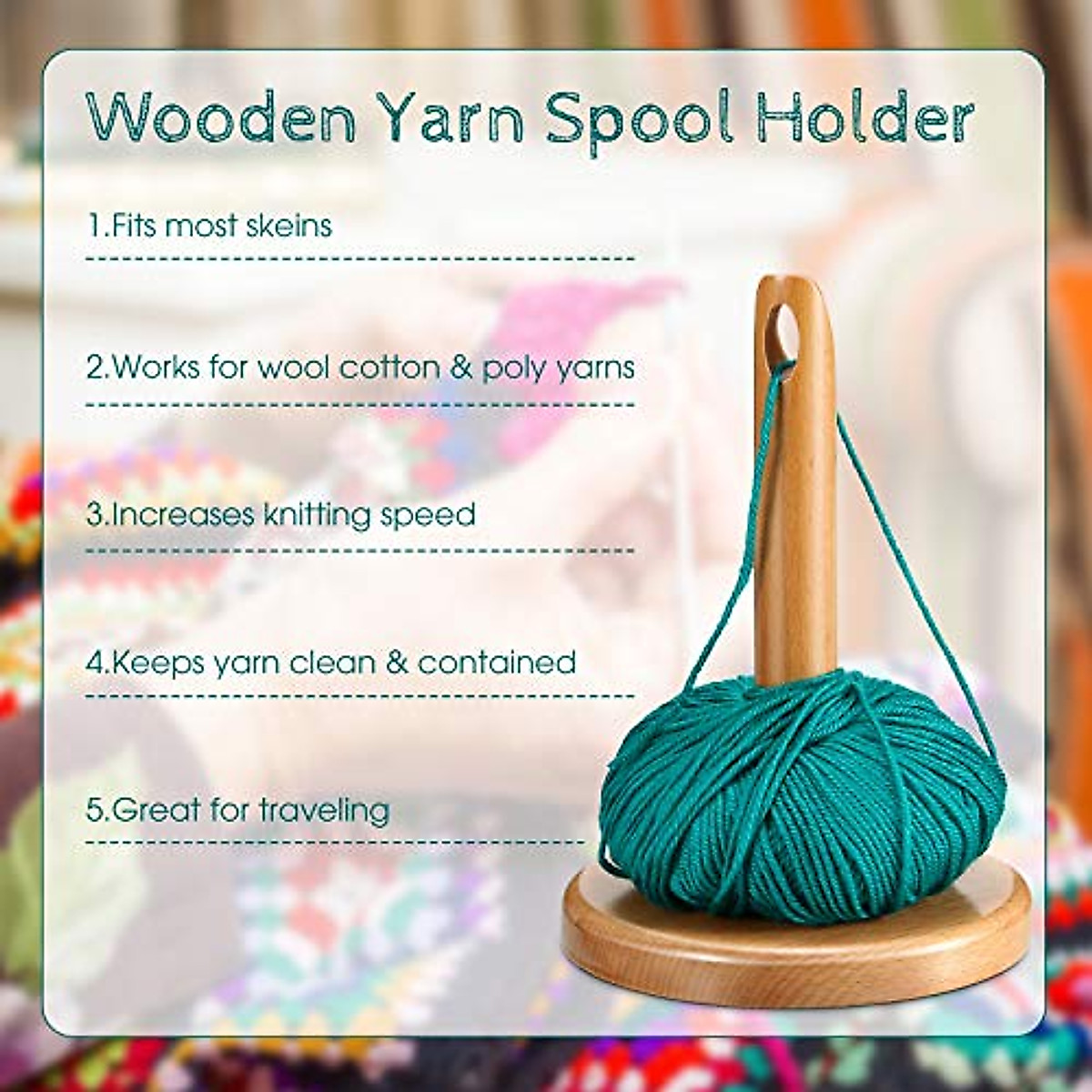 Wood Yarn Holder for Knitting Crochet Wooden Frame with Hole in The Middle, Prevent Yarn Tangling, Winding and Dispensing Accessories, Presents for Craft Lovers