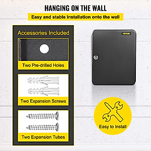 VEVOR Key Cabinet, Key Lock Cabinet Steel, Q235 Steel Key Storage, Wall Mounted Key Storage Box, Black Key Box Organizer for School, Office, Hotel, Bank (120 positions)