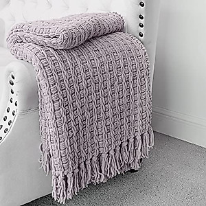 Home Soft Things Space Yarn Knitted Throw Blanket, 50'' x 60'', Lilac, Comfortable Snuggly Warm Gorgeous Throw Blanket Couch Sofa Bed Cover Home Décor