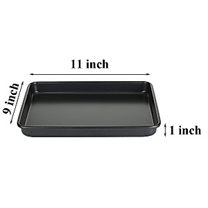11 Inch Baking Sheets Pan Nonstick Set of 2, Walooza 1-inch Deep Baking Trays, 11X9 Inch Cookie Sheet Replacement Toaster Oven Tray, Non Toxic & Heavy Duty & Easy Clean