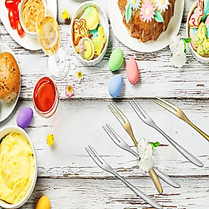 50PCS Stainless Steel Two-tine Fork Tasting Appetizer Forks Portable Cocktail Salad Fruit Forks for Eating Cakes Fruits Salads Used in Weddings Festivals Birthdays Housewarming