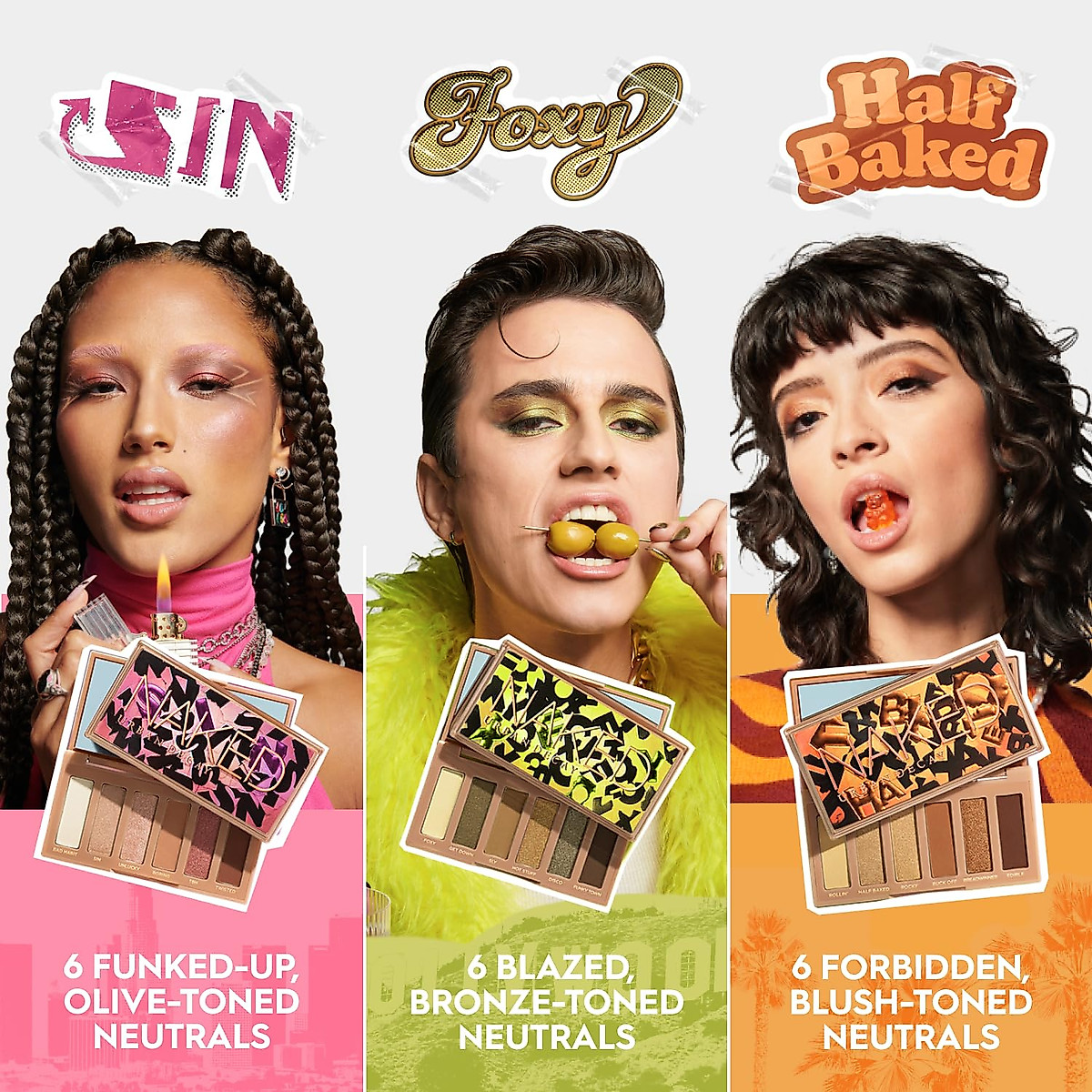 Urban Decay Naked Sin Mini Eyeshadow Palette - 6 Blush-Toned Neutral Shades - Richly Pigmented & Ultra Blendable Mattes and High-Shine Shimmers - Up to 12 Hour Wear - Perfect for Travel