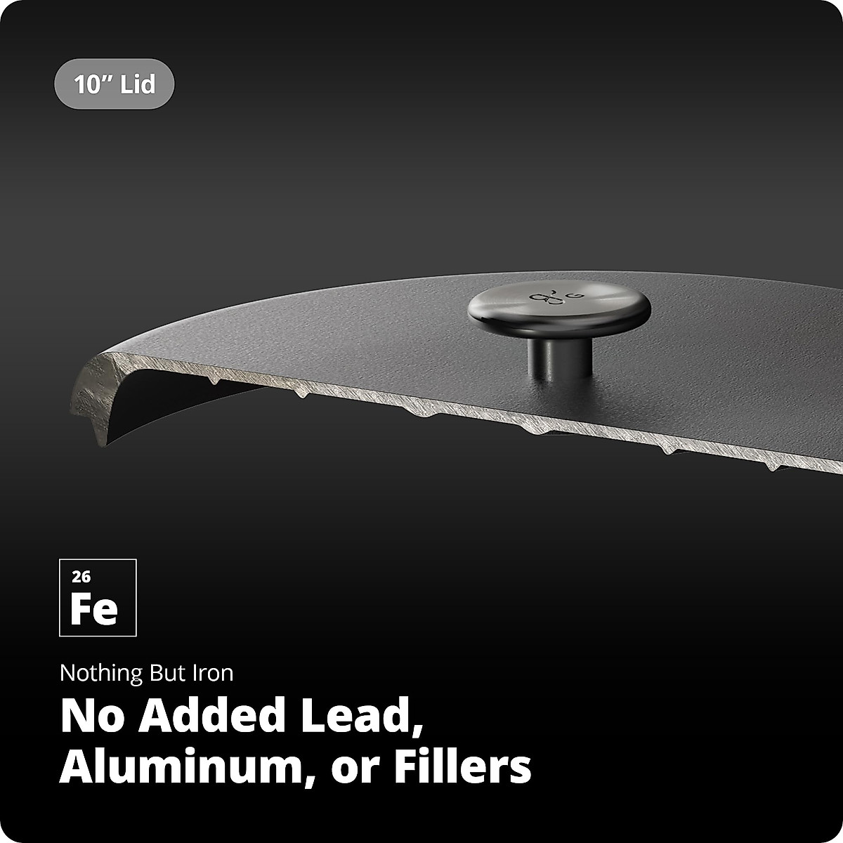 Greater Goods Cast Iron Lid - Pre-Seasoned Lid for a gG 10-inch Cast Iron Skillet, Griddle, and Dutch Oven, Designed in St. Louis