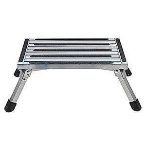 Aluminum Folding Platform Steps RV Step Stool with Anti-Slip Surface & Rubber Feet for Motorhome, Trailer, SUV, also for Kitchen & Office, 440LB Capacity