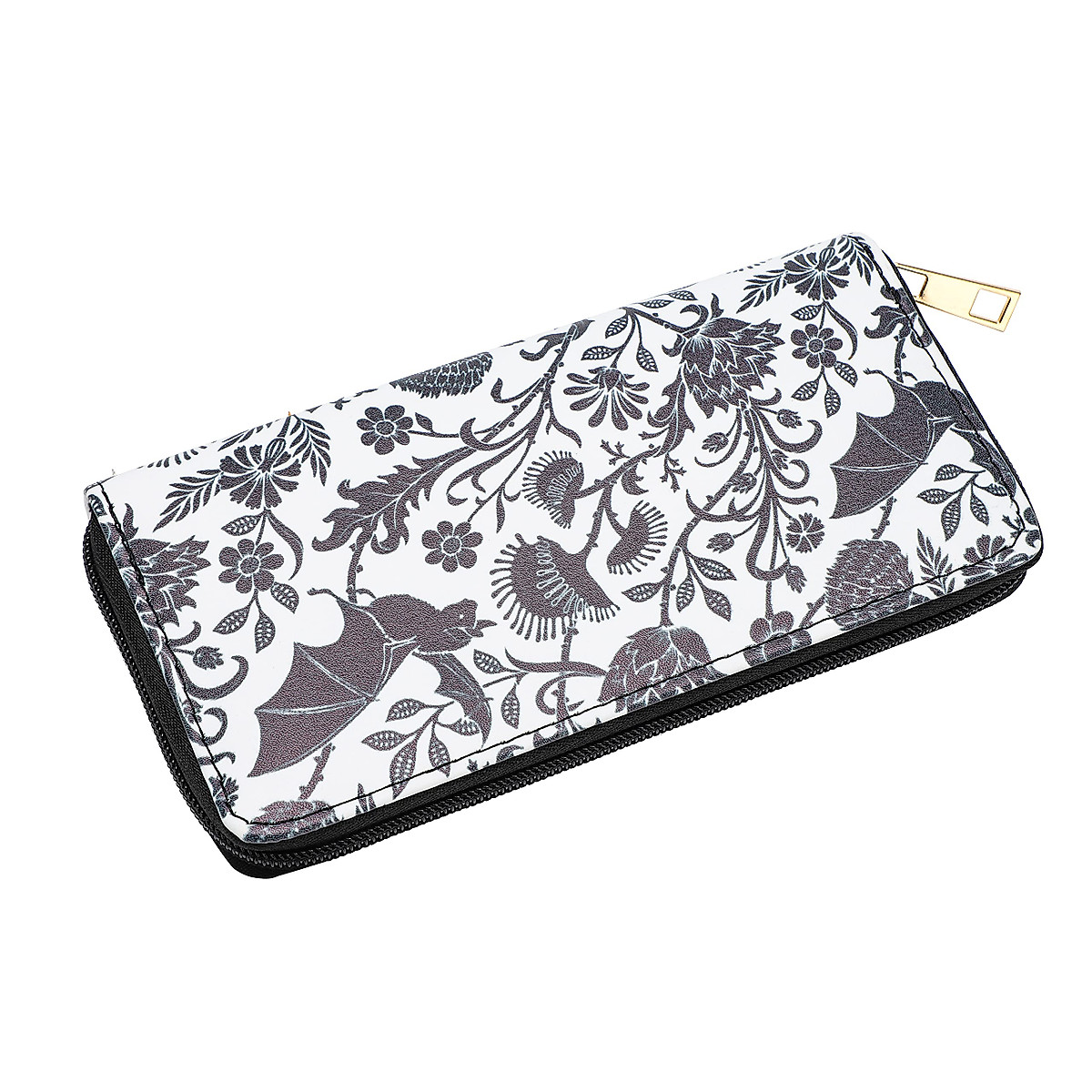 Wytidian Skull Wallets for Women, Zip Around Goth Wallet Large Capacity Phone Case Long Purse Credit Card Clutch for Women Ladies Girls (Goth Bat)