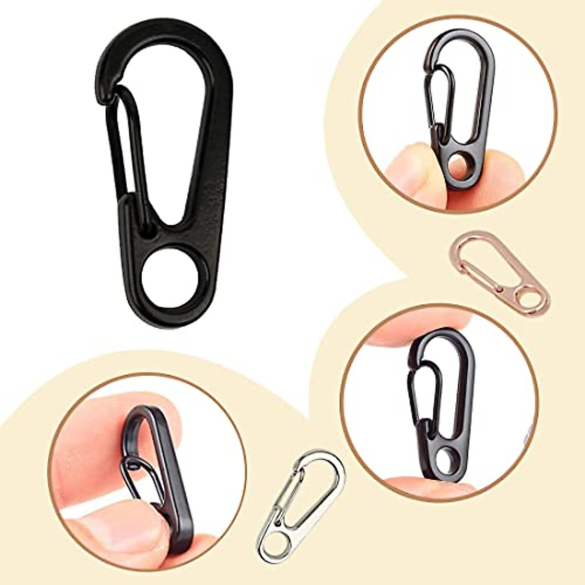 ZGQHZR 30Pcs Mini Alloy Carabiner Clip Tiny Spring Snap Hook Carabiners Zinc Alloy Mini Paracord Hook Keychain Claps EDC for The Keychain,Backpack,Decoration Hanging,Dog Leashes