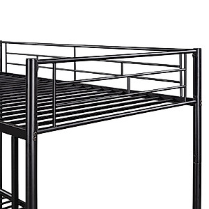 CNANXU Bunk Beds Twin Over Twin, Metal Bunk Bed with Guard Rails,Ladder for Young Boys Girls Dormitory Bedroom, No Box Spring Needed