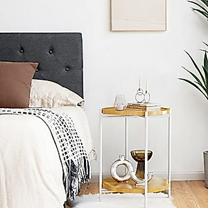 Round End Table,Side Table Modern Nature Texture Coffee Table Nightstand Bedside Wood Table Outdoor & Indoor Accent Table for Small Spaces,Bedroom,Patio