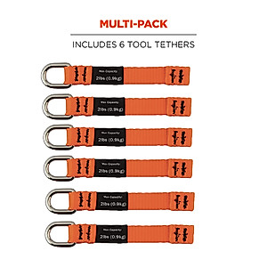 Ergodyne Squids 3700 Web Tool Tail Attachments, 6-Pack, 2 Pounds, Medium Length|4.5,Orange