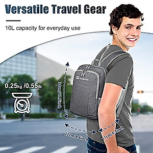 ZOMAKE 10L Ultra Lightweight Backpack:10L Hiking Backpacks - Small Light Weight Back Pack Outdoor Hiking Day Pack for Women Men (Grey)