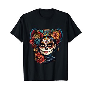 De Los Muertos La Catrina Day of the Dead Sugar Skull Women T-Shirt
