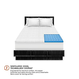 SensorPEDIC 1.5-Inch Coolest Comfort Memory Foam Bed Topper, Full, White