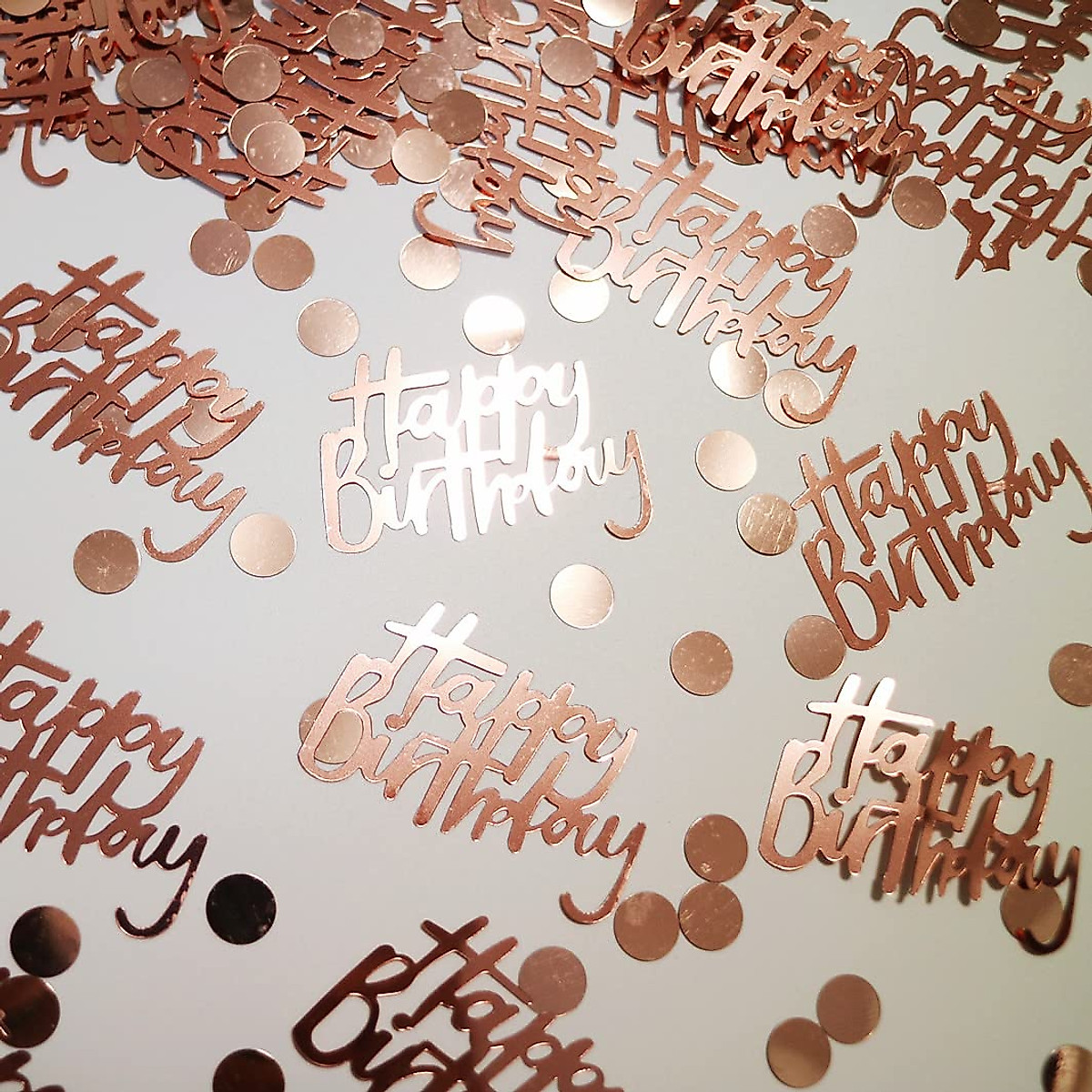 EMAAN Happy Birthday Foil Confetti Rose Gold Birthday Confetti Sequins, Table Sprinkle Dessert Table Decorations Light Up Your Birthday Party (Rose Gold)