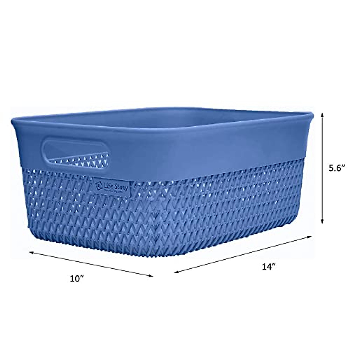 Life Story 10 Quart Lightweight Heavy Duty Woven Trendy Storage Organizer Holder Bin Basket w/Built In Handles for Household Storage, Blue (12 Pack)