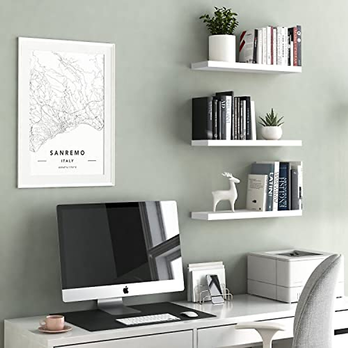 Set of 3 Floating Wall Shelves,Wall Display Decoration Shelves,Home Decor Shelves for Bathroom, Bedroom,Living Room,Kitchen, Office