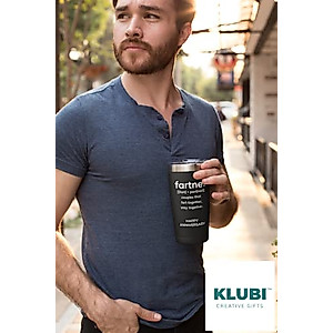 KLUBI Anniversary for Him Her – “Fartner” 20oz Stainless Steel Coffee Tumbler/Mug – Funny Gift Idea for Husband, Wife, Girlfriend, Boyfriend, Couples, Relationship
