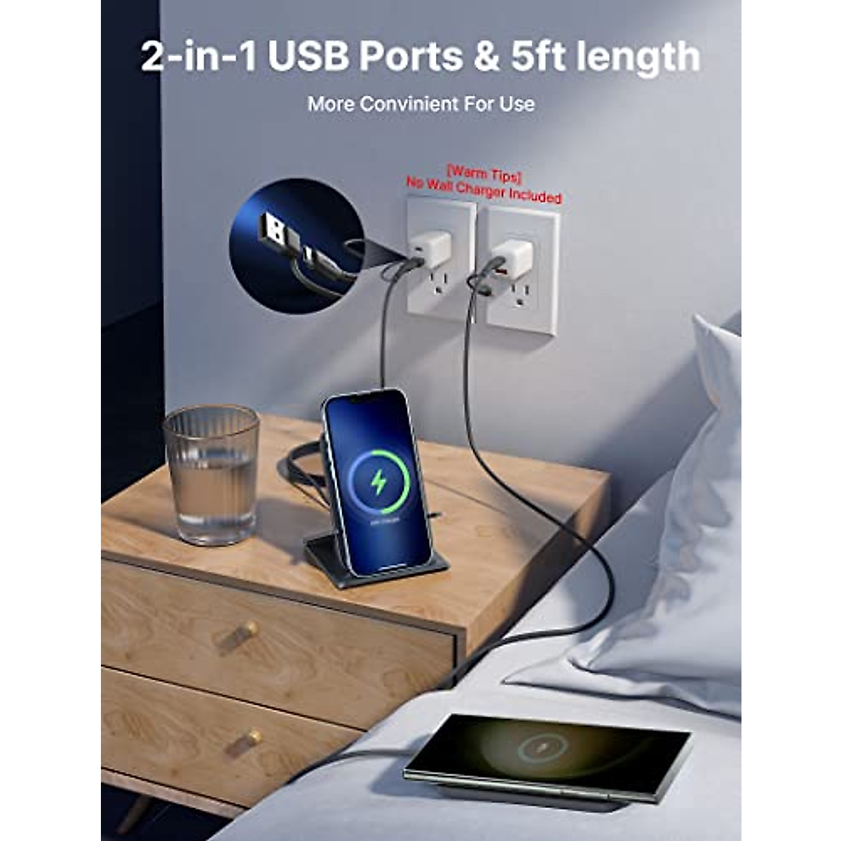 Wireless Charger [2 Pack], 2 in 1 Wireless Charger Stand, JSAUX 10W Wireless Charging Stand Compatible with iPhone 14/14 Pro/14 Plus/14 Pro Max/13/12/11, Samsung Galaxy S23/S23 Ultra/S22/S22 Ultra/S21