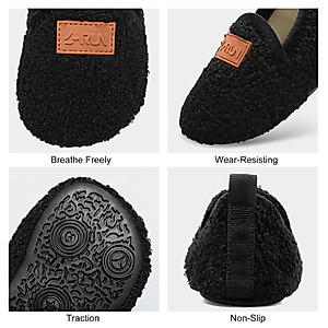 L-RUN Black Slippers for Toddler Boys/Girls House Slippers Black 6.5-7.5 Toddler=EU24-25