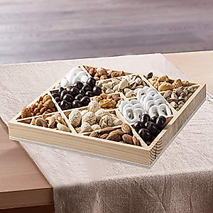Hammont Square Sectional Wooden Trays - 2 Pack - 10”x10”x1.13” - Eco Friendly Decorative Wooden Tray for Dry Fruits & Candies | Organic Wooden Tray for Gift & Home Décor