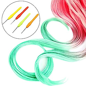 4 Pieces Hair Needles Crochet Hooks Precision Metal Needles Crochet Knitting Needles with Soft Handles, 1 mm, 1.25 mm, 1.5 mm, 1.75 mm, 4 Colors