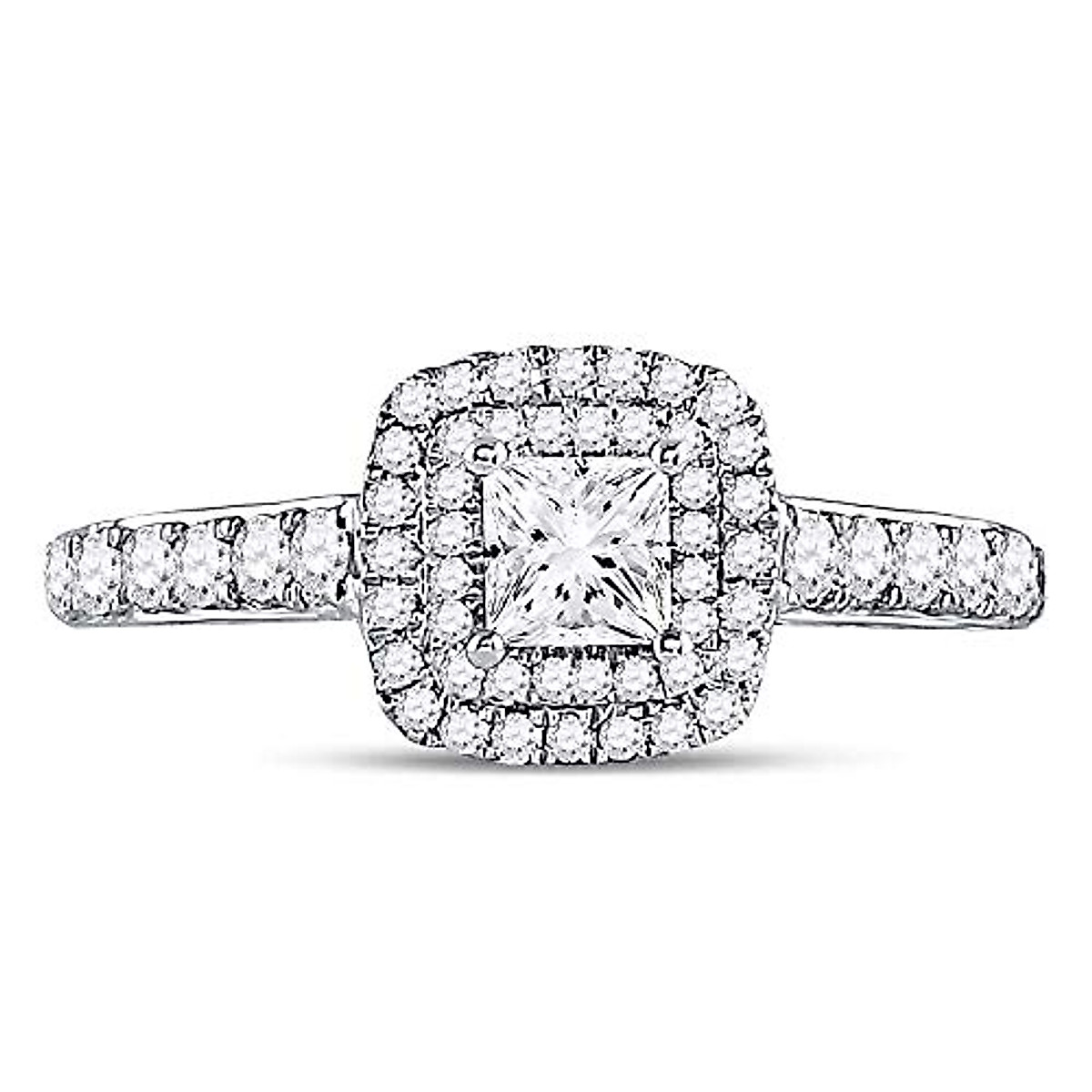 Jewels By Lux 14K White Gold Princess Diamond Solitaire Bridal Wedding Engagement Ring 1 Cttw