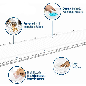 Closet Shelf Liner, Wire Shelf Liners for Closets and Pantry (Set of 4) 12 x 48 inch - Plastic Closet Liners - Made in USA