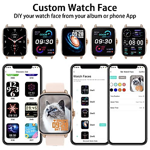 Smart Watch (Answer/Make Call), 1.7" Waterproof Smartwatch 28 Sports Fitness Tracker with Heart Rate Monitor Sleep Tracker Blood Oxygen for Android iPhone Samsung, GPS Step Counter Pedometer for Women