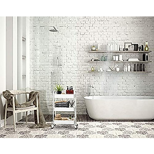 CAXXA 3-Tier Rolling Metal Storage Organizer - Mobile Utility Cart Kitchen Cart with Caster Wheels, White