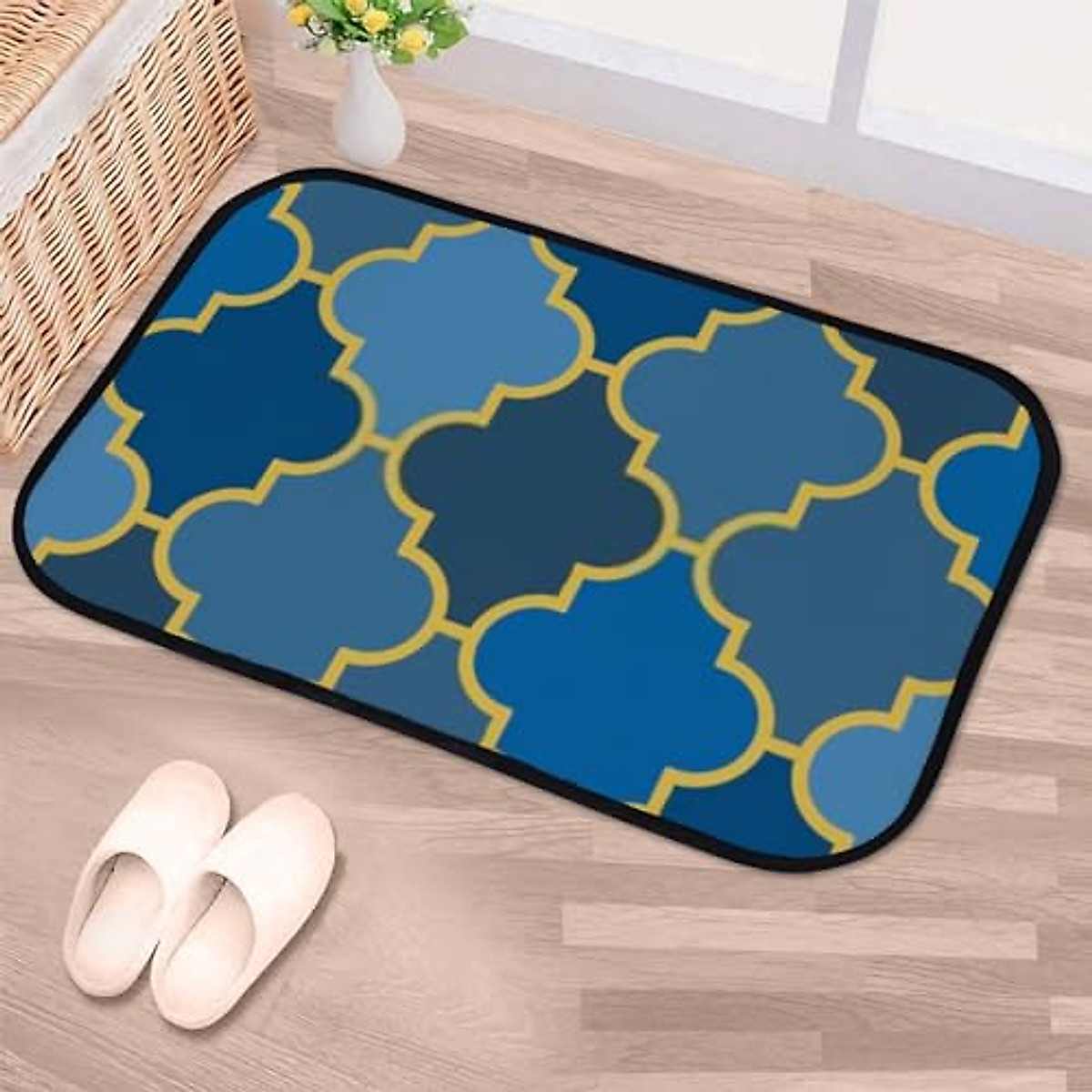 Mosaic Tile Moroccan Motif Soft Area Rugs Indoor Outdoor Floor Mat Non Slip Carpet for Living Room Bedroom Dining Room Classroom Entrance 20" x 31"