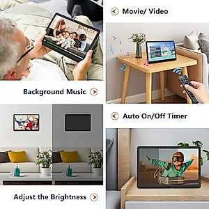 Digital Picture Frame, 10 Inch Digital Photo Frame with Remote Control, 1920x1080 HD IPS Screen, Slideshow, Video, Music, Photo Deletion, Non-WiFi SD Card, Easy to Use for Seniors