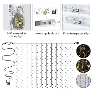 10x10ft White Tulle Backdrop Curtain with Lights String for Parites, Sheer Backdrop Curtains for Wedding Baby Shower Birthday Party Photo Shoot Decorations