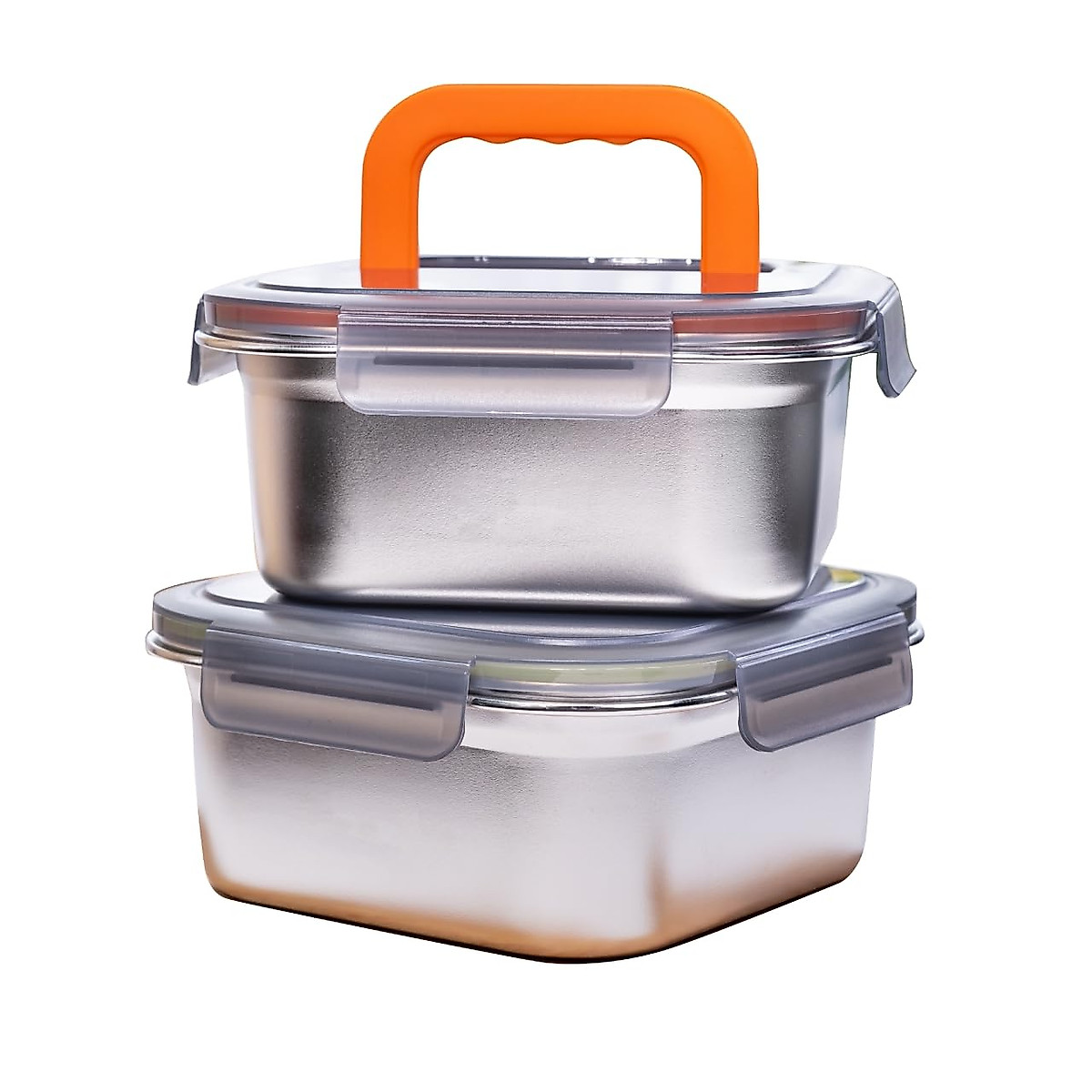 Generic Modern Eco-Friendly 304 Stainless Steel Leak Proof Containers with Silicone Lids - Rectangular Lidded Airtight Food Storage for School, Daycare, Office Lunches, Picnics, Travel Snacks