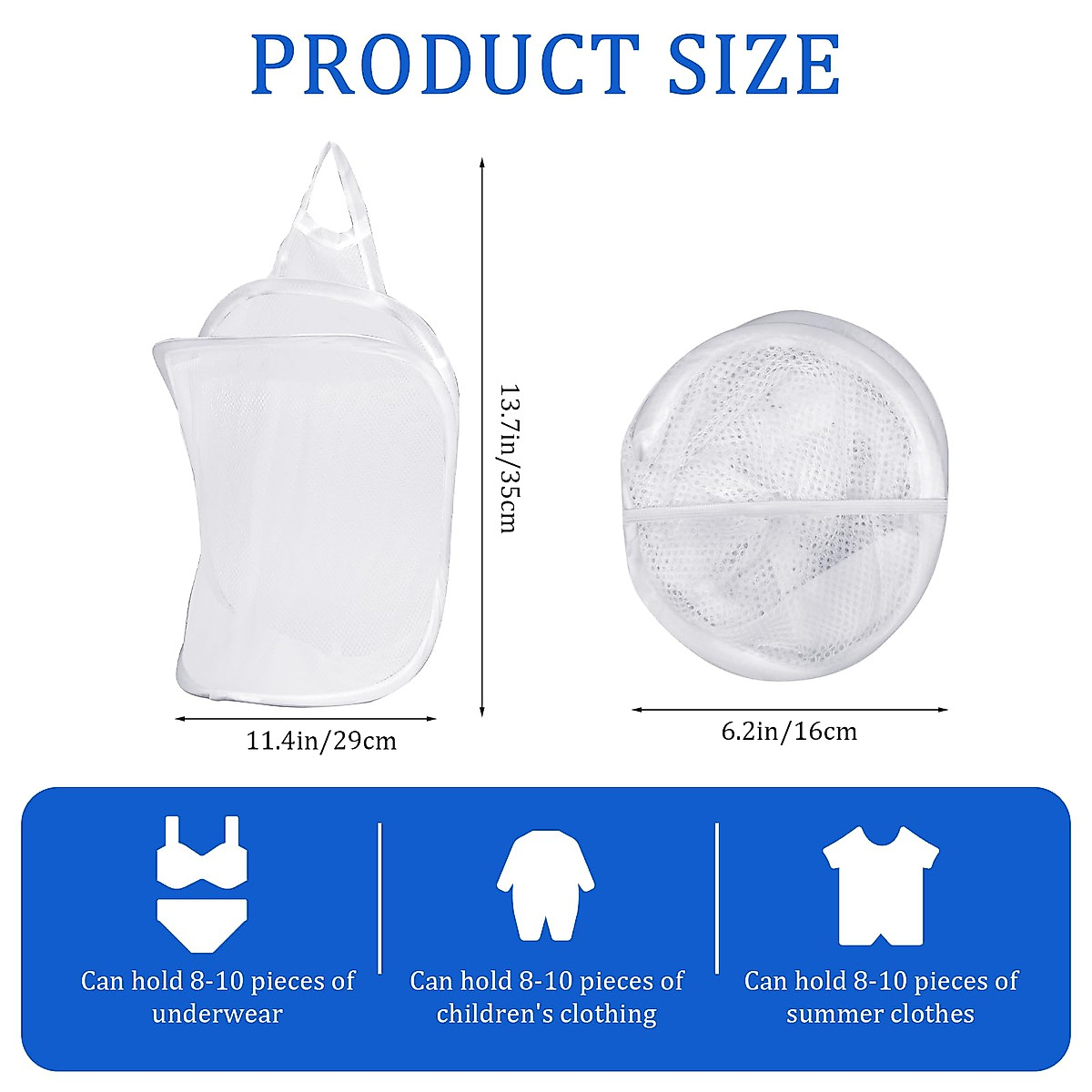 Mozeat Lens Space-Saving Hanging Laundry Hamper, White, Polyester, Portable, Hangable, Foldable