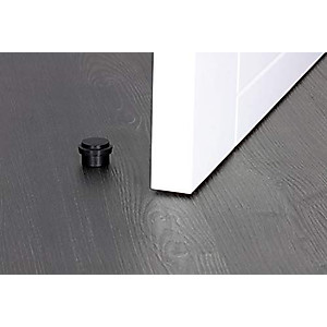 EVI | Adhesive Doorstop | 1.1'' X 0.8'' | Natural Silicone Black Rubber | Black Lacquered Stainless Steel Finish | Great Adherence | 100% Functional | Mod I-163