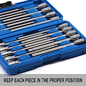 EMENTOL 18PCS 3/8" Drive Long Hex Bit Socket Set, CR-V, S2 Steel, SAE/Metric, Extra Long Allen Hex Bit Socket Set, 1/8 Inch - 3/8 Inch, 3mm - 10mm