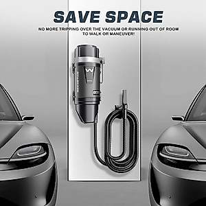 GOSLARLIT Wet/Dry Garage Wall Mounted Vacuum,102CFM Air Flow,11-Amp Motor Shop Vacuum Cleaner for Car Detailing with 26 FT of Stretch Hose(5 Gallon)