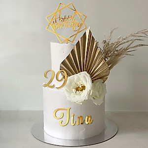 Acrylic Alphabet Number Cake Topper DIY Personalized Name Cupcake Toppers with A-Z Letter 0-9 Number Happy Birthday Sets for Custom Wedding Cake Decorations Baby Shower Party Supplies (Style1 Gold)