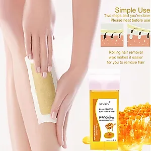 Honey Roll On Wax, Hair Removal Wax Cartridge, Depilatory Wax Roller Refill for Hands, Legs, Arms (4-Pack) 14.1 Ounce…