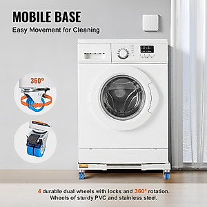 VEVOR Appliance Furniture Dolly, Mobile Roller with 4 Locking Wheels, Adjustable Mini Fridge Stand Washing Machine Universal Mobile Base Moving Cart for Dryer Refrigerator, 15"-24.2"W Expandable