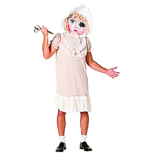 Rasta Imposta Molly The Demonic Dolly Costume, Scary Doll Costume Adult-Sized Pink, White