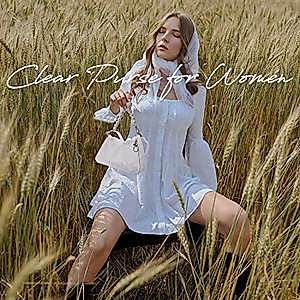 WLUSEAXI Clear Crossbody Bags for Women,Clear Purses for Women Stadium with Pearl Chain,Small Clear Clutch Concert Bags