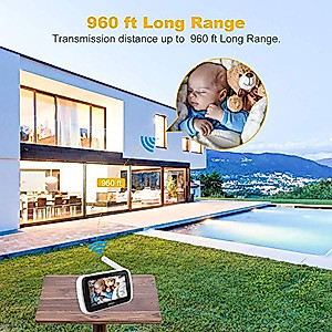 LBtech Video Baby Monitor with One Digital Camera and 4.3'' Color LCD Screen,Infrared Automatic Night Vision,Power Saving On/Off,Up to 960 ft Range