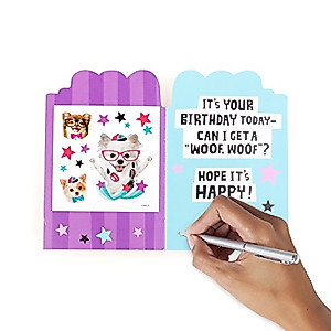 Hallmark Birthday Card for Kids (Dogs with Glasses Stickers)