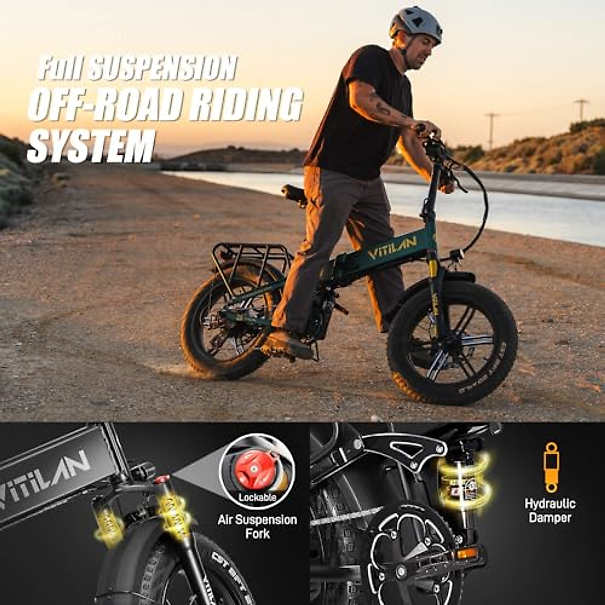 VITILAN i7 Pro Electric Bike Adults Folding 750W BAFANG Motor Fat Tire Ebike Removable 16AH Lg Cell Battery Full Suspension Electric Bicycle Shimano 8-Speed