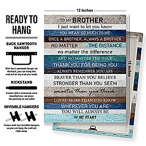 Moiol Canvas Wall Art for Brother Gift, Rustic to My Brother Always Remember You are Braver from Sister Brother Print Framed Poster 12 x 15 inch Painting Decoration for Home Bedroom