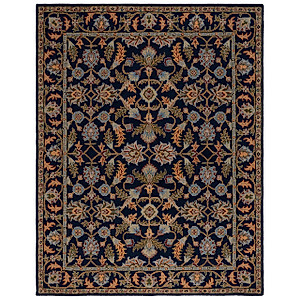 SAFAVIEH Blossom Collection Area Rug - 9' x 12', Navy, Handmade Wool, Ideal for High Traffic Areas in Living Room, Bedroom (BLM219A)